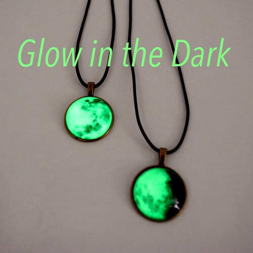 Glow in the Dark Full Moon Necklace Glowing Moon Phase Jewelry - Etsy