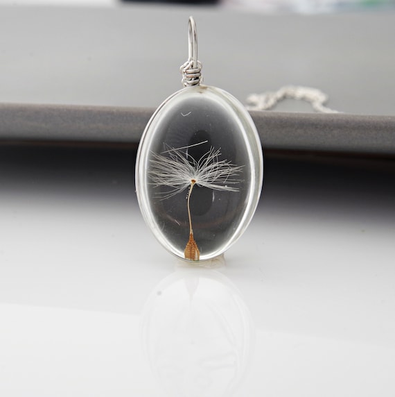 Dandelion Necklace Real Dandelion Seeds Jewelry Pressed Flower - Etsy