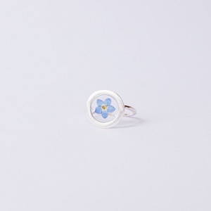 Forget-me-not Ring: Sterling Silver Adjustable Resin Flower Jewelry - Etsy