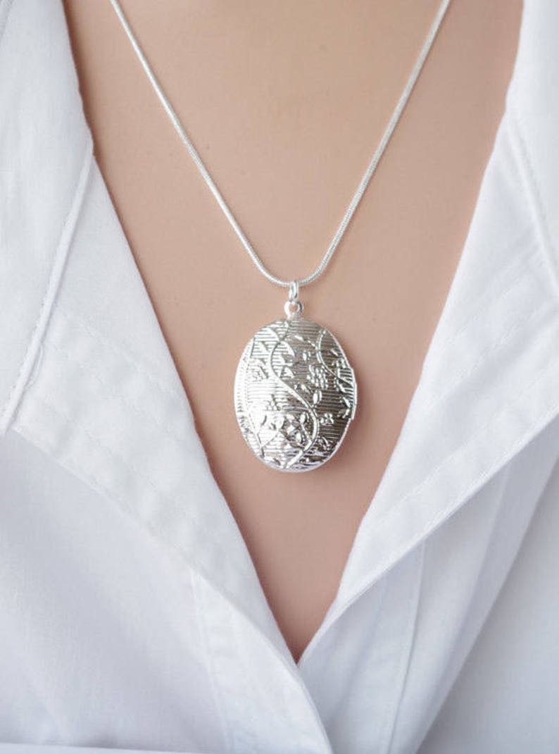 Locket Necklace Large Locket Silver Locket Photo Locket - Etsy