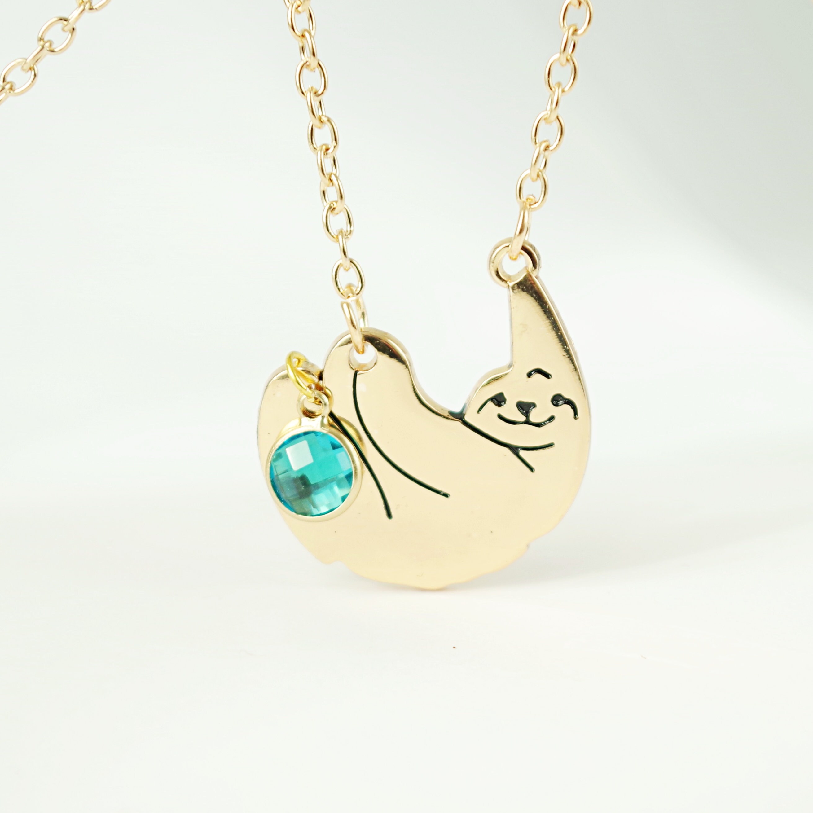 Gold Sloth necklace Layering jewelry Personalized gift for | Etsy