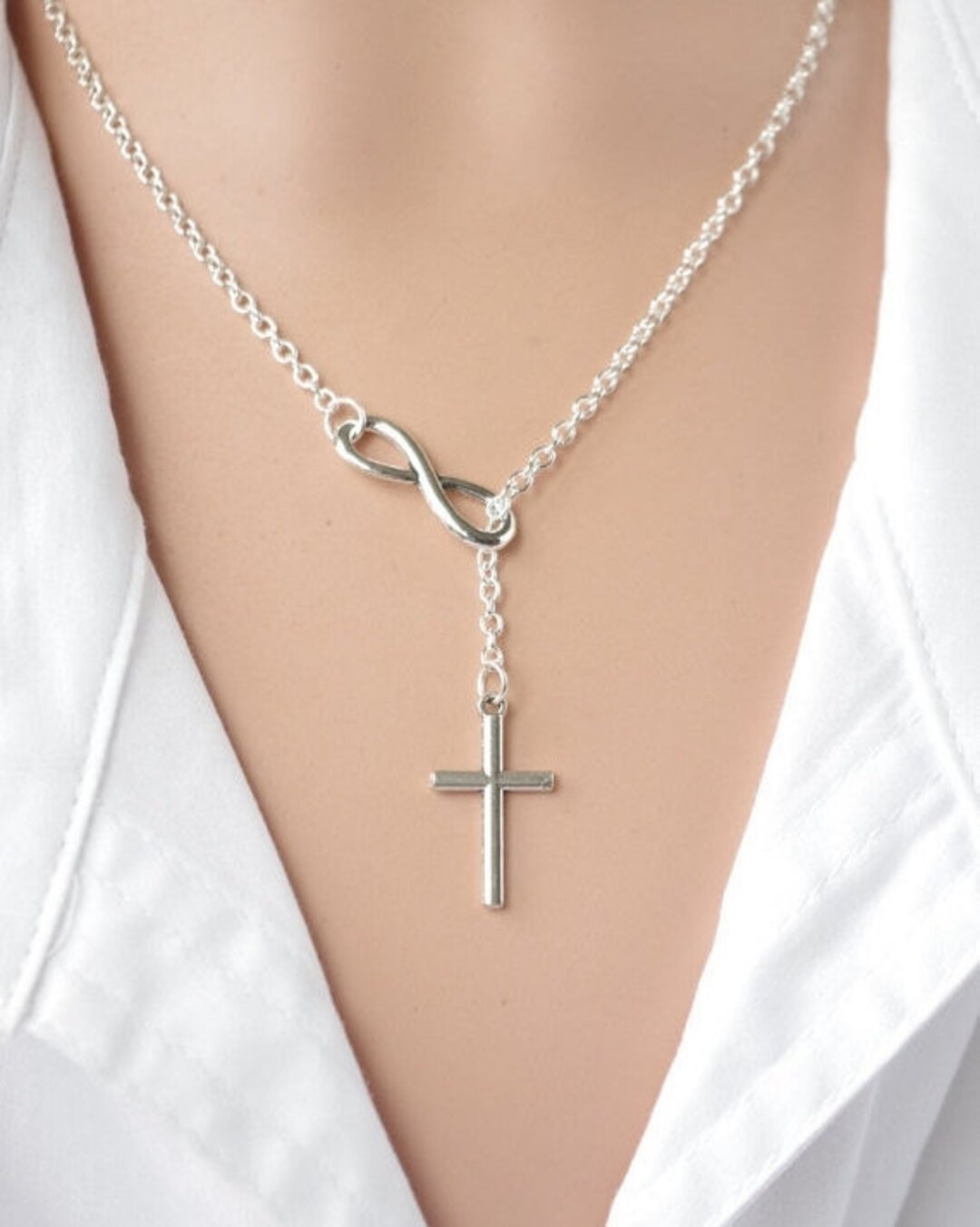Infinity Cross Lariat Necklace: Faith Forever, 20” Chain - Etsy