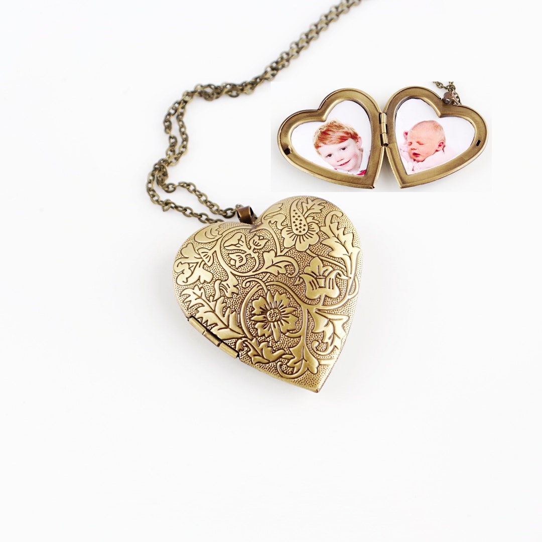 Large Heart Photo Locket: Custom Picture Necklace, Memorial Jewelry - Etsy