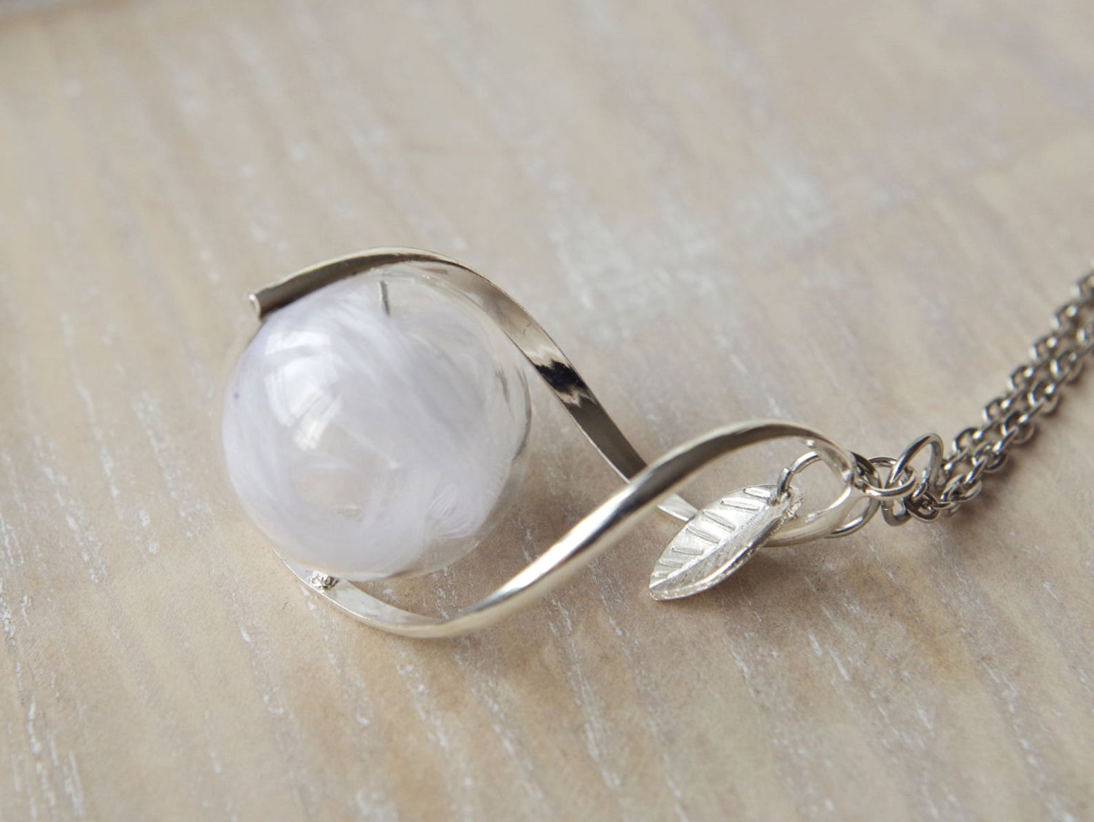 Real White Feather Necklace Glass Globe Pendant Terrarium | Etsy