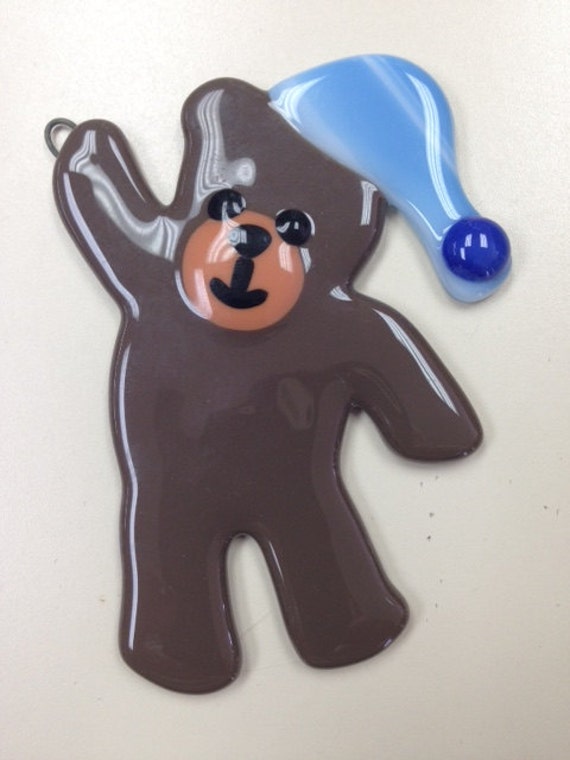 Teddy Bear Fused Glass Ornament 3.25x4.25 | Etsy