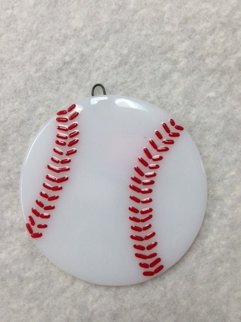 Baseball Fused Glass Ornament 3.25"diameter - Etsy