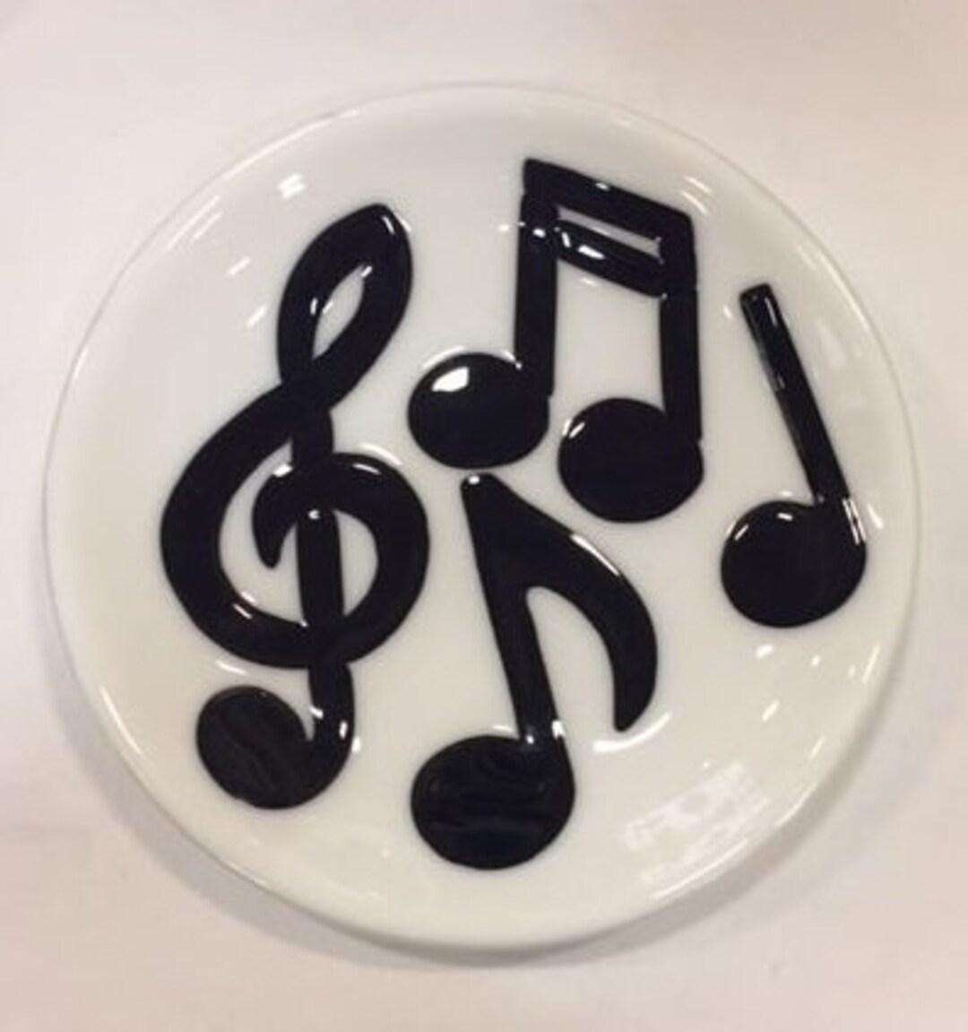 Music Multi Notes Fused Glass Round Plate - Etsy