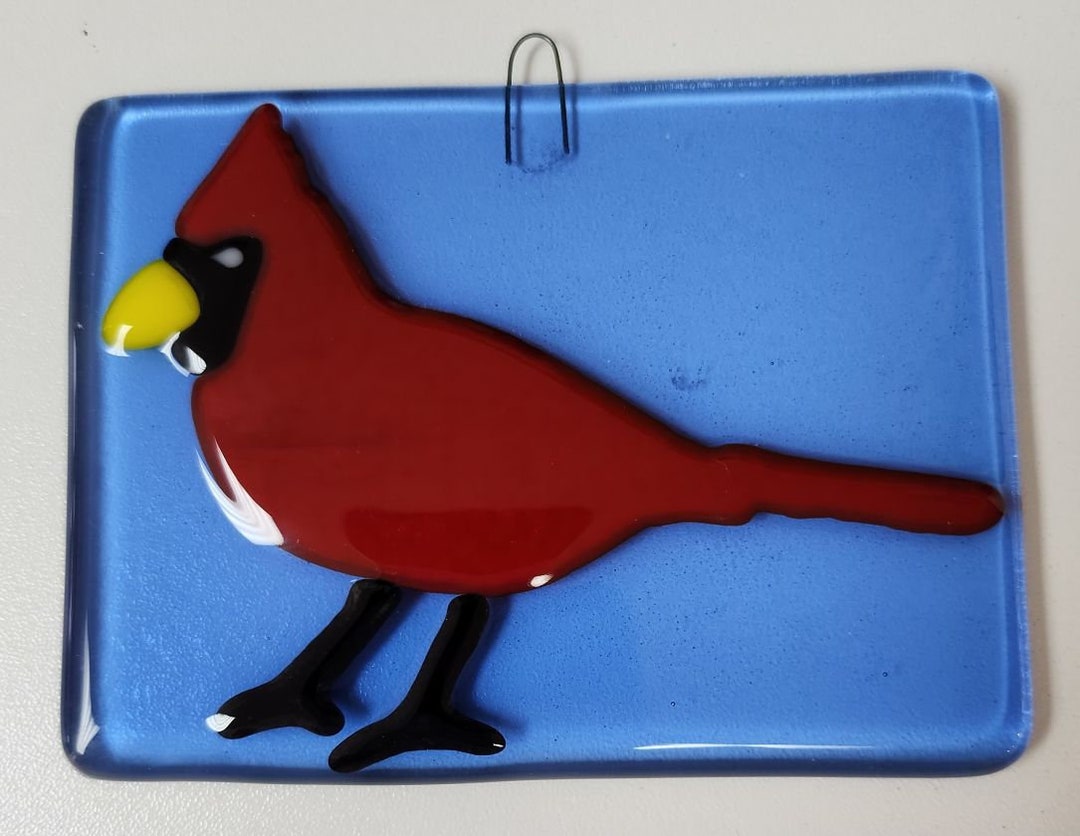 Bird - Cardinal Fused Glass Ornament - Etsy