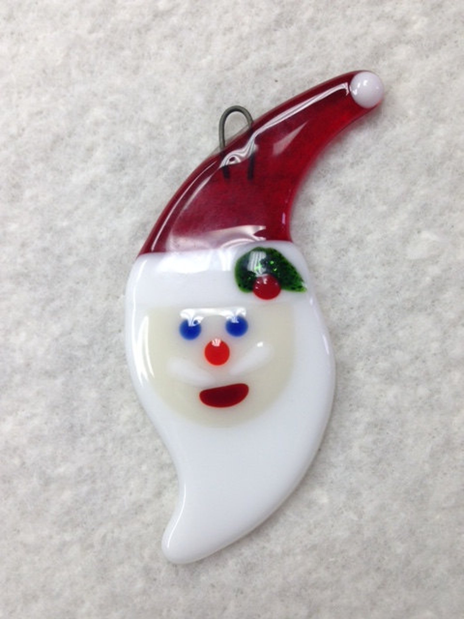 Santa Fused Glass Ornament 1.75"x4.25" - Etsy