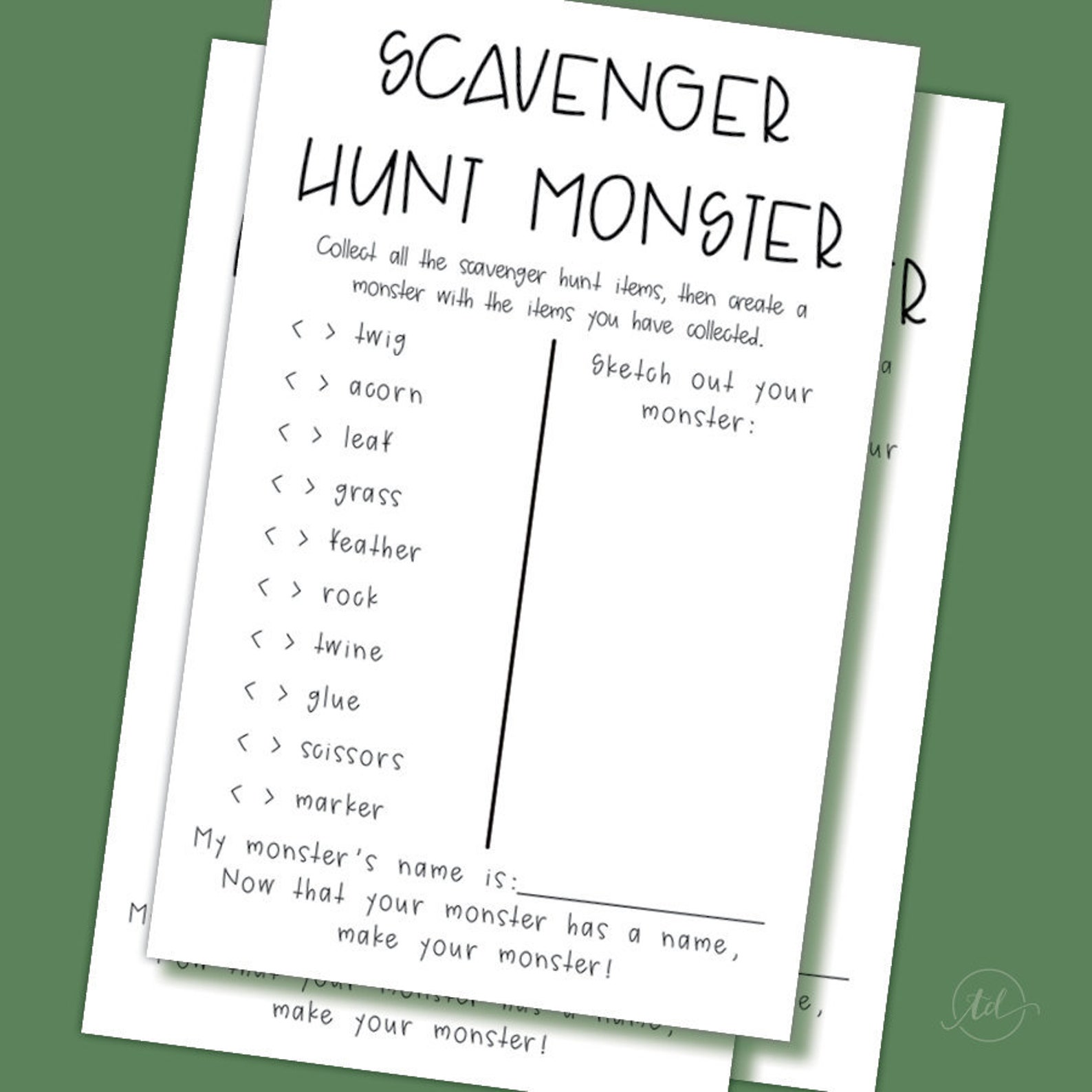 Scavenger Hunt Monster Game - Etsy