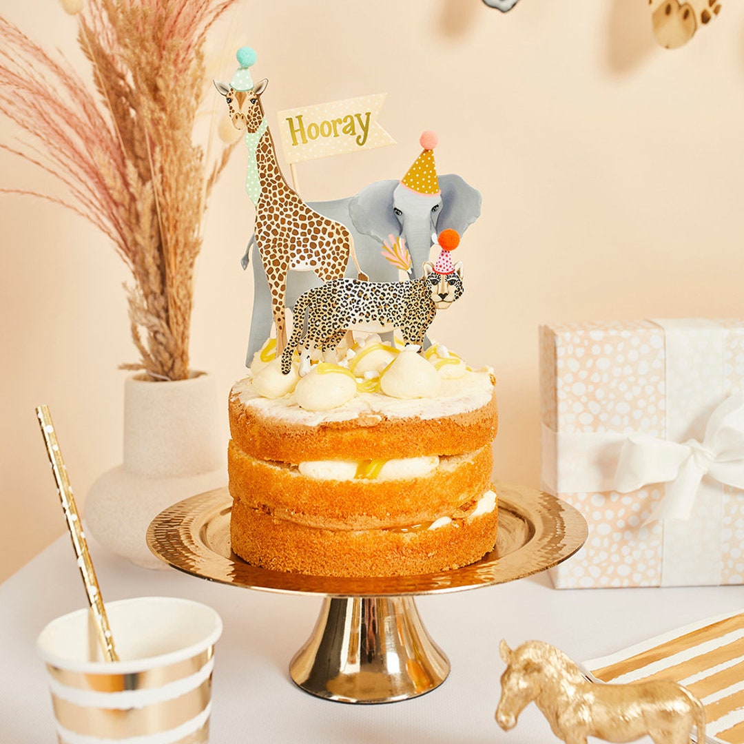 4 Animal Party Cake Toppers, Animal Theme Birthday Cake Toppers ...