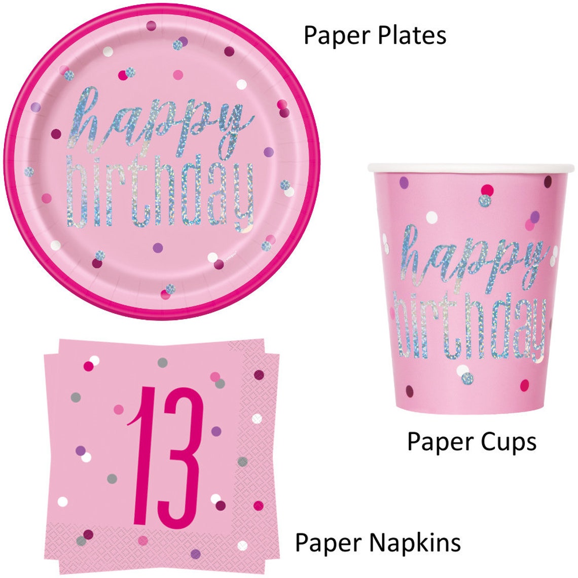 Pink 13th Birthday Decorations 13th Birthday Balloons Girls | Etsy