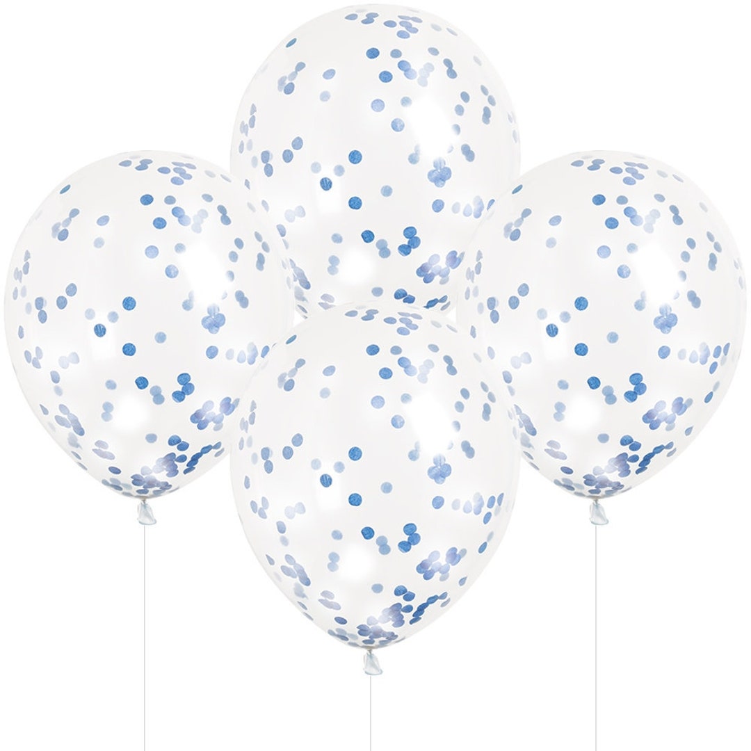 6 Royal Blue Confetti Balloons, Birthday Balloons, Wedding Balloons ...