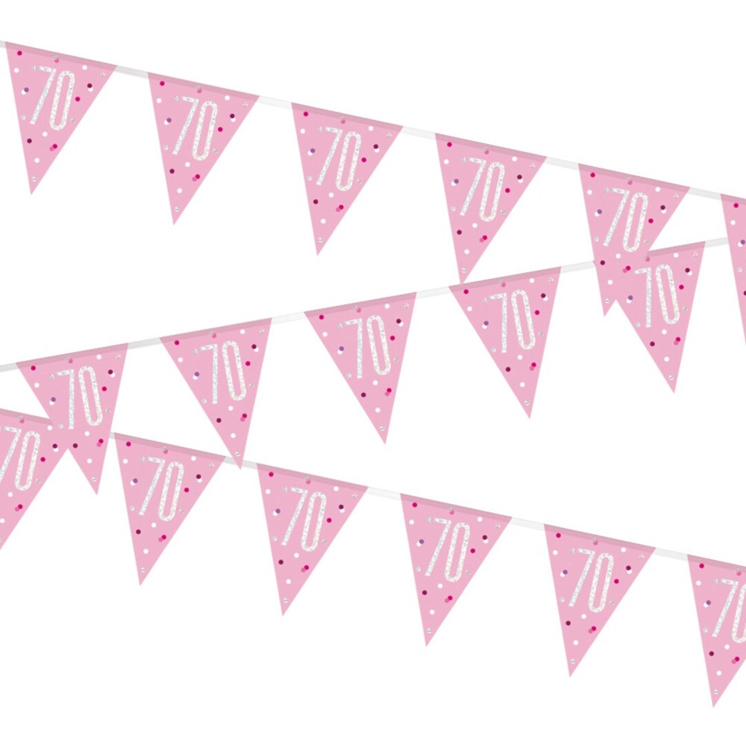 9ft Pink & Silver 70th Birthday Bunting 70th Birthday - Etsy
