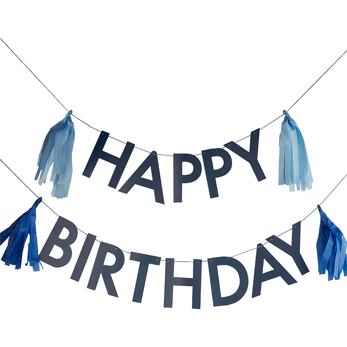 Blue Happy Birthday Banner W/ Tassels Happy Birthday Sign | Etsy