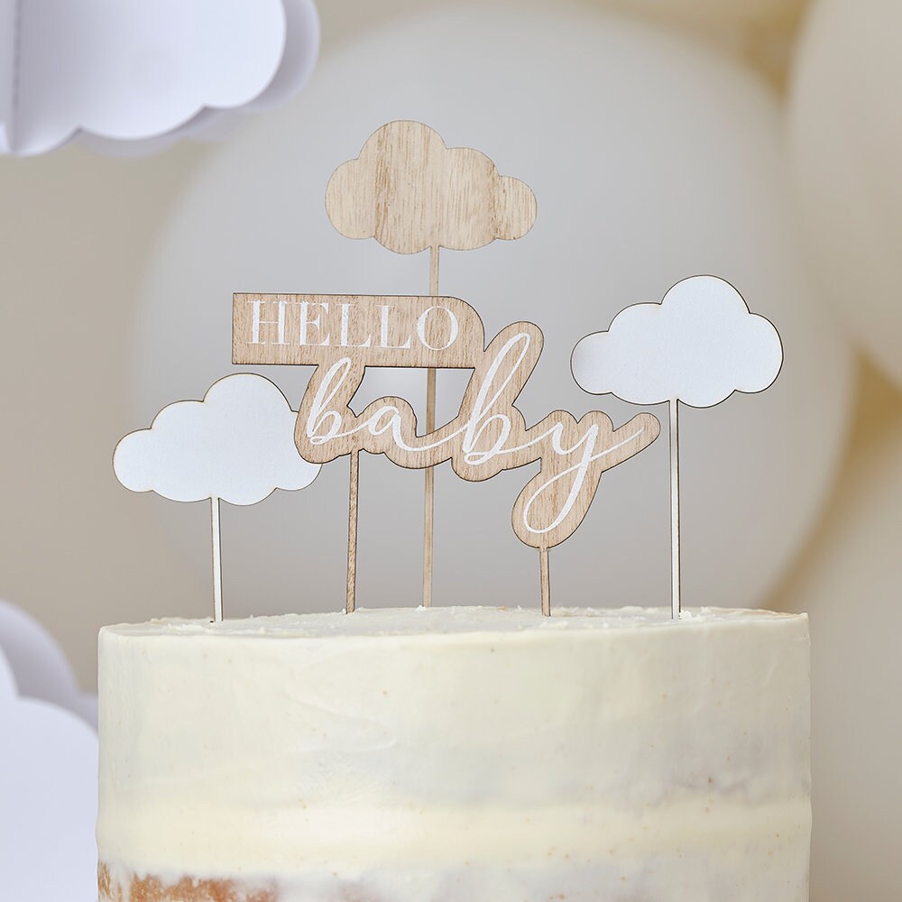 Wooden Hello Baby Shower Cake Topper Baby Shower Cake - Etsy
