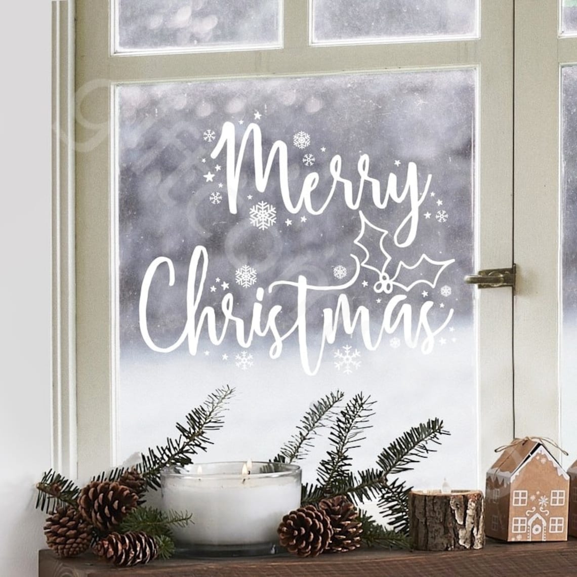 Merry Christmas Window Sticker Vinyl Window Decal Vinyl - Etsy UK
