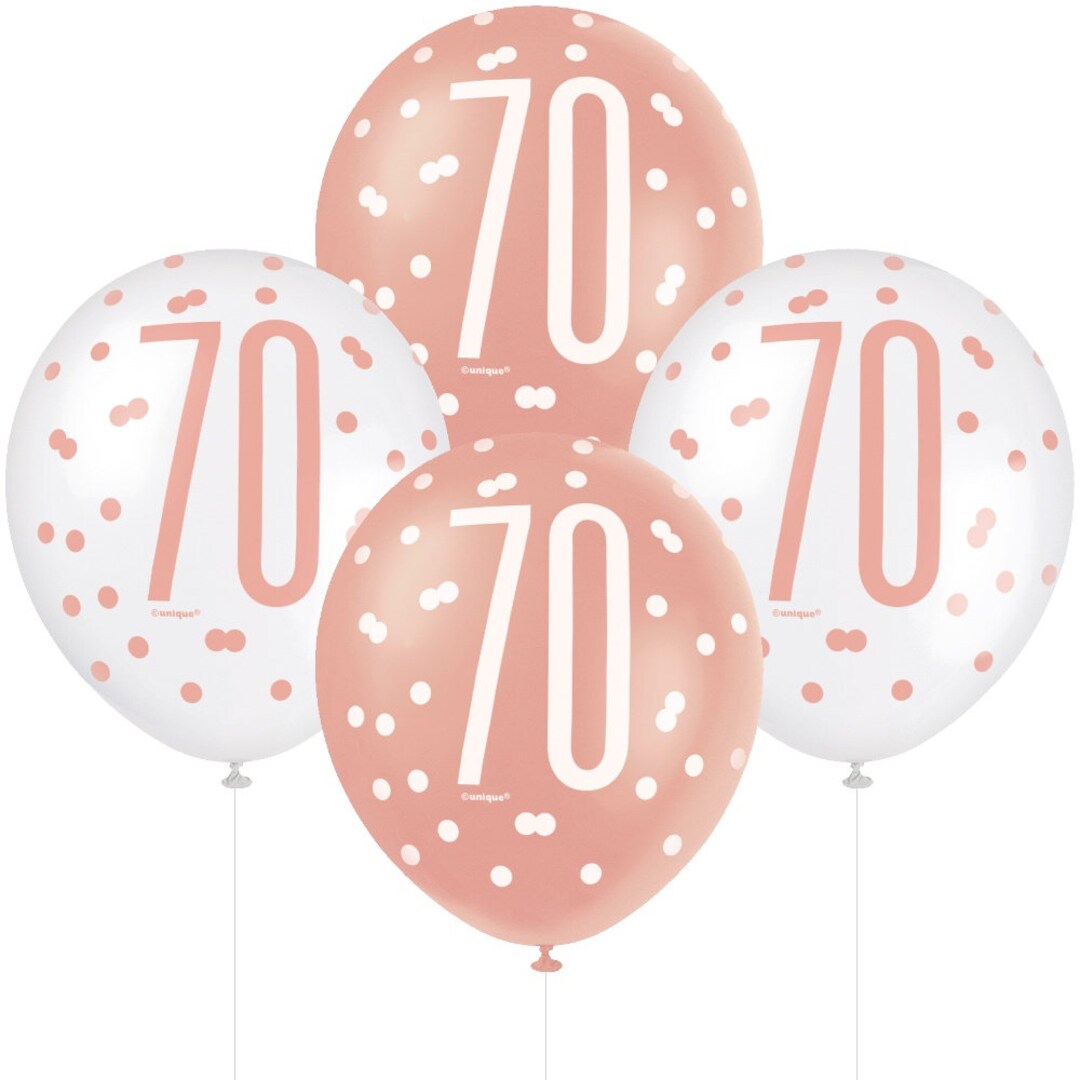 6 Rose Gold 70th Birthday Balloons 70th Birthday Decorations Rose