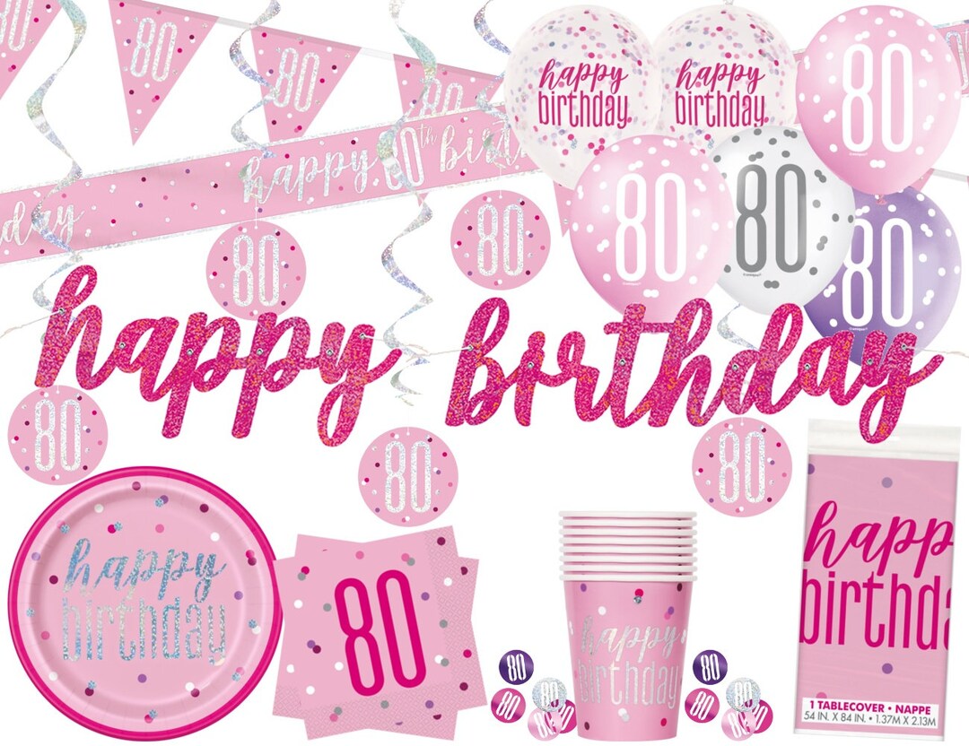 Pink 80th Birthday Decorations 80th Birthday Balloons 80th - Etsy UK