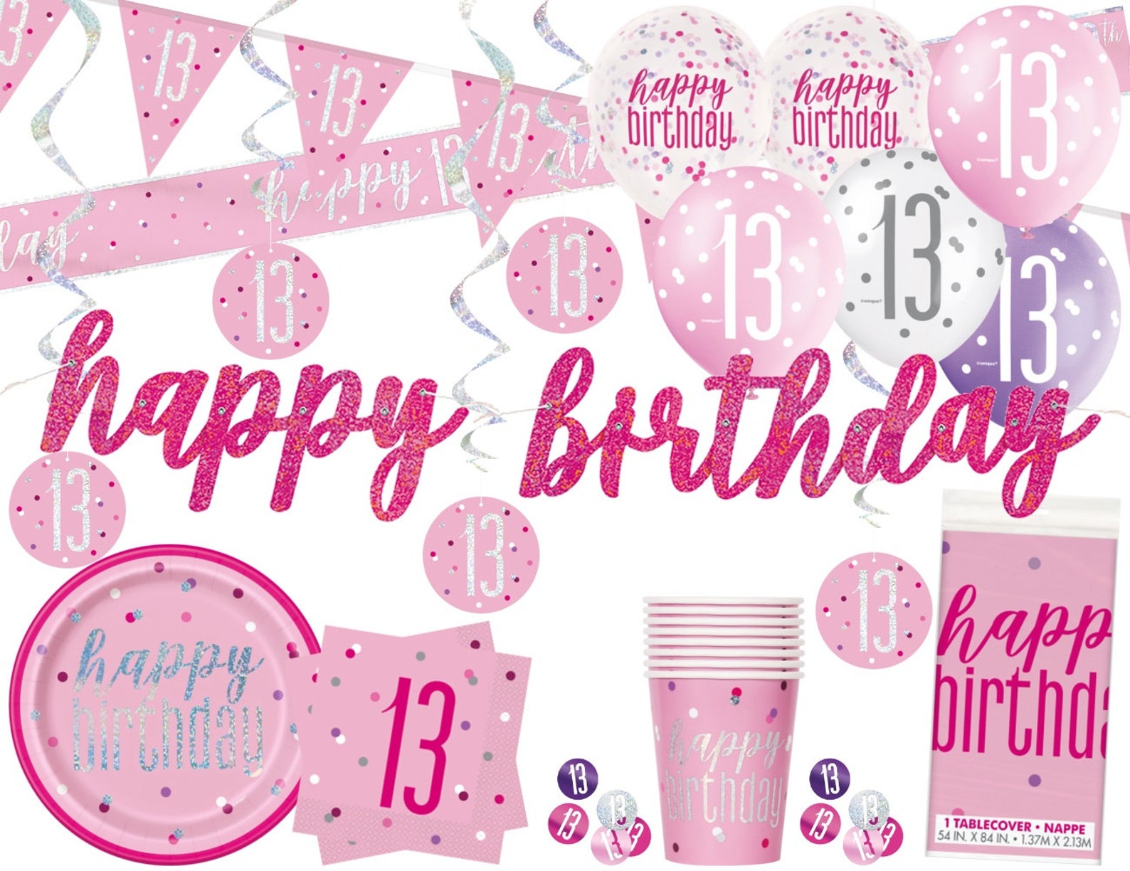 Pink 13th Birthday Decorations 13th Birthday Balloons Girls - Etsy
