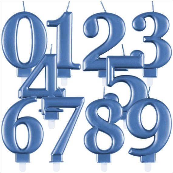 Metallic Blue Number Candles Birthday Candles Birthday Party | Etsy