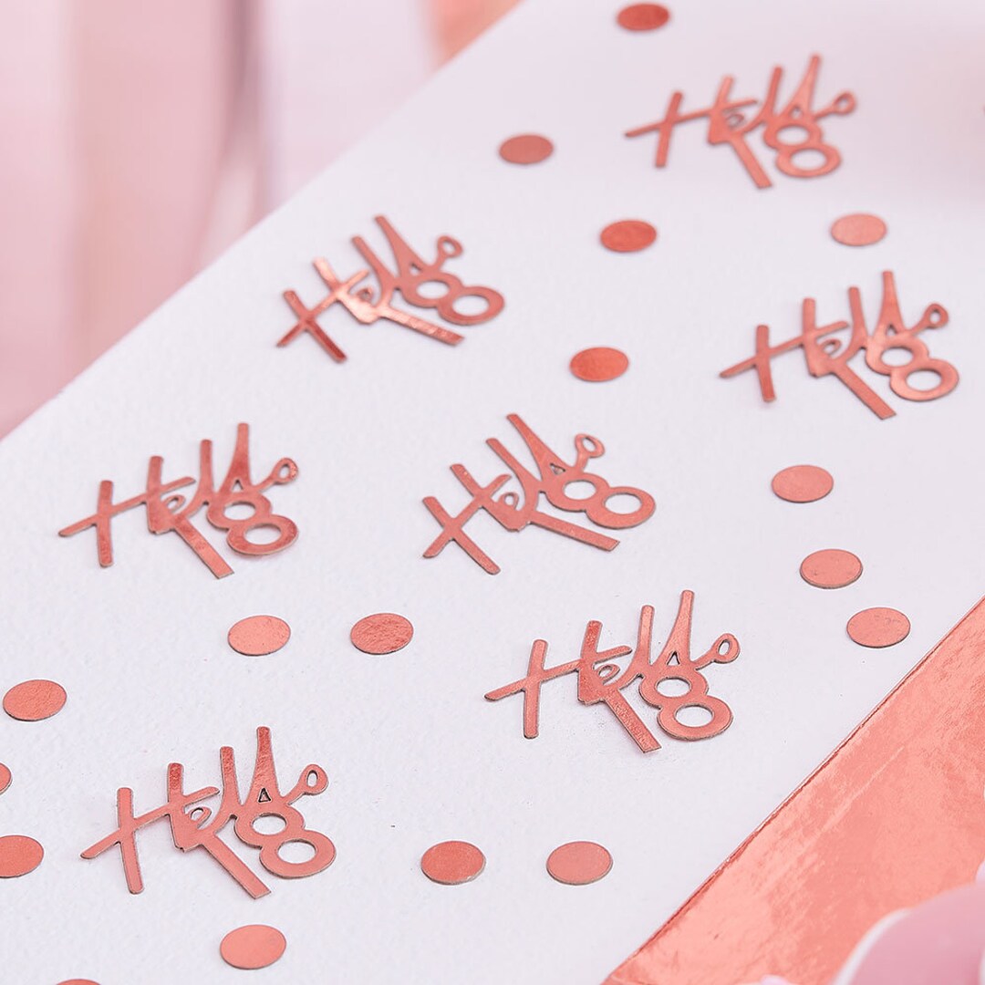 Rose Gold Hello 18 Birthday Confetti, 18th Birthday Party Decorations ...