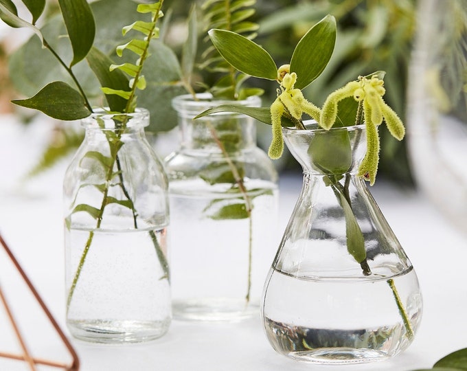 3 Mini Glass Vase Set Rustic Wedding Decor Wedding - Etsy