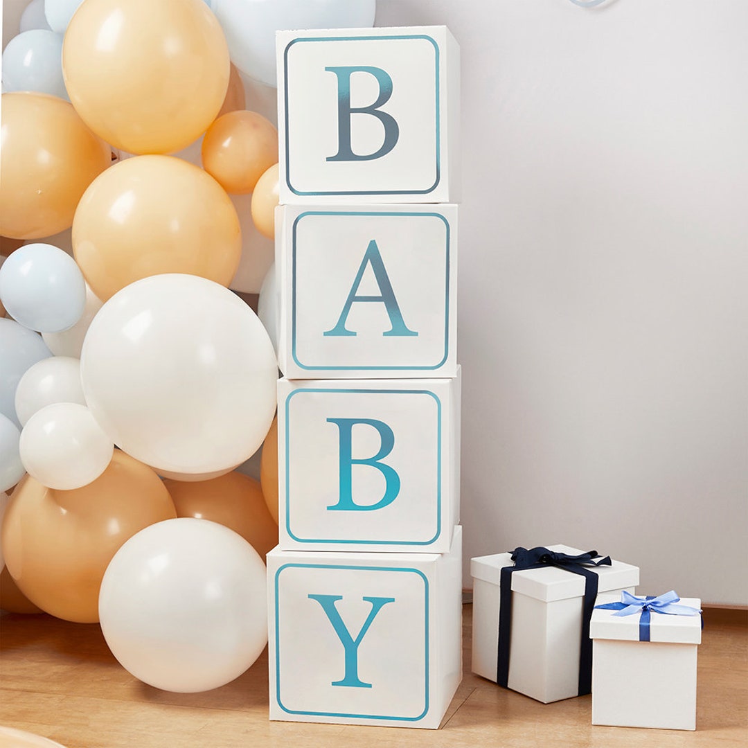 Blue Baby Blocks Baby Shower Blocks Baby Shower Boxes Baby - Etsy