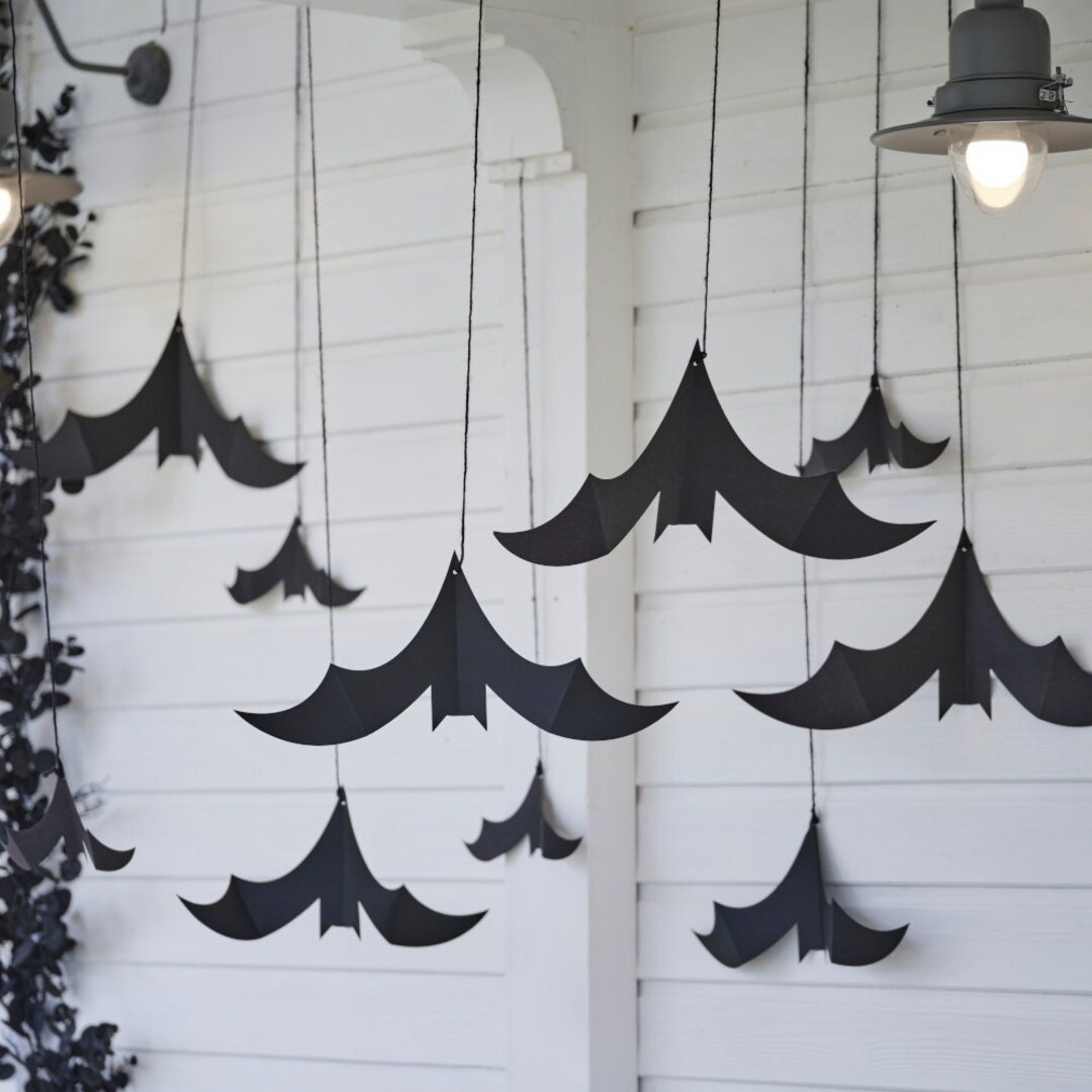 10 Black Halloween Bat Hanging Decoration Halloween - Etsy