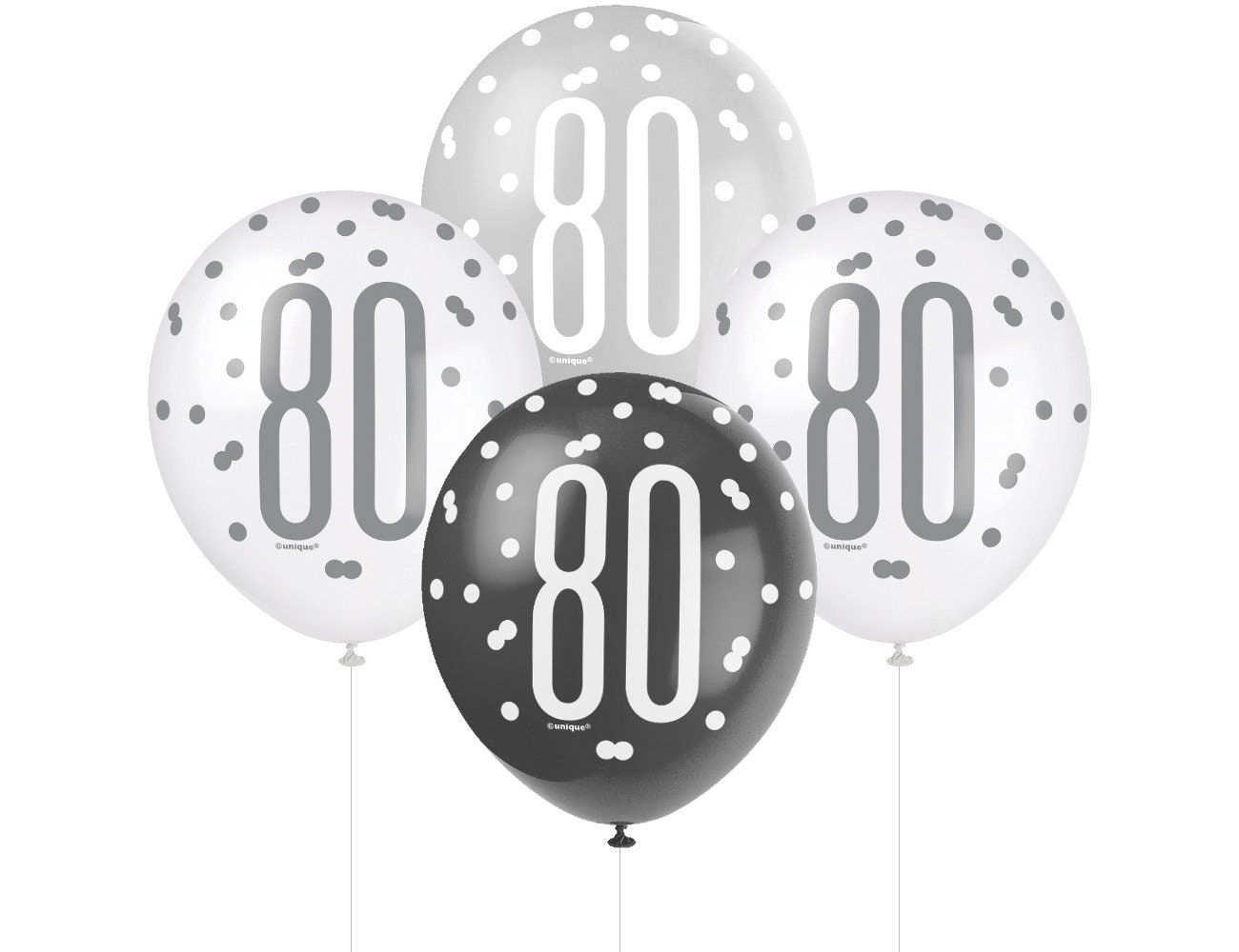 6 Black & Silver 80th Birthday Balloons 80th Birthday | Etsy