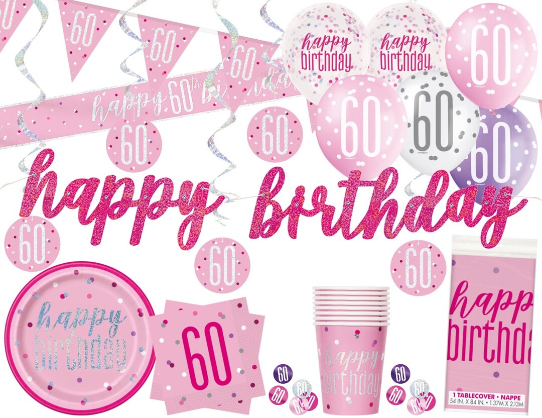 Pink 60th Birthday Decorations 60th Birthday Balloons 60th - Etsy UK