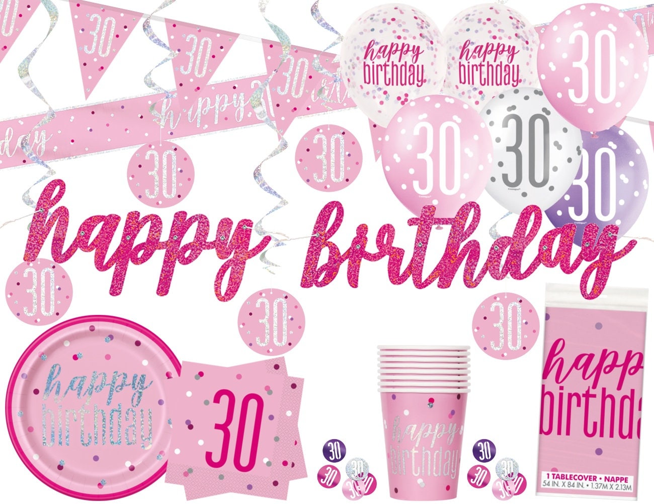 Pink 30th Birthday Decorations 30th Birthday Balloons 30th | Etsy