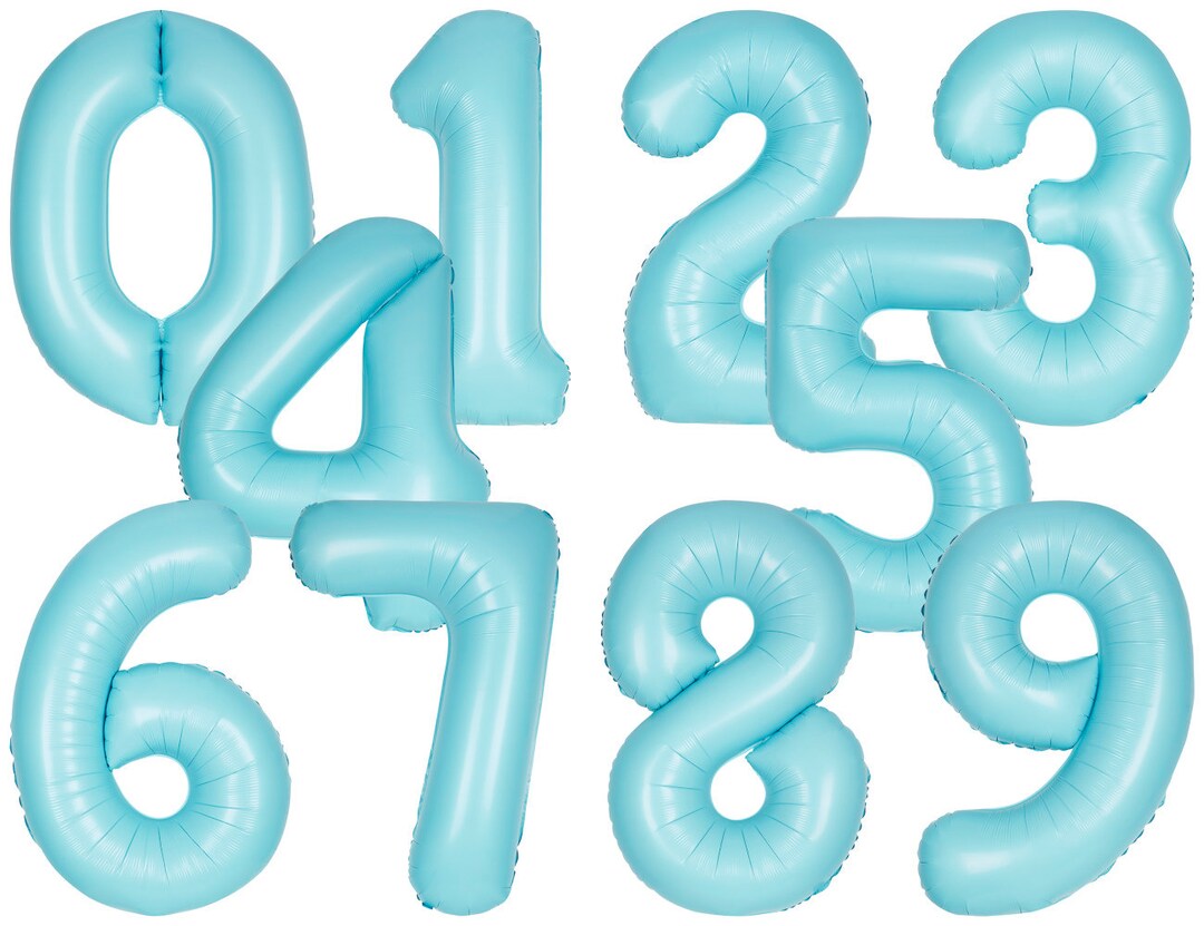 34 Matte Baby Blue Number Balloons, Birthday Party Balloons, Wedding ...