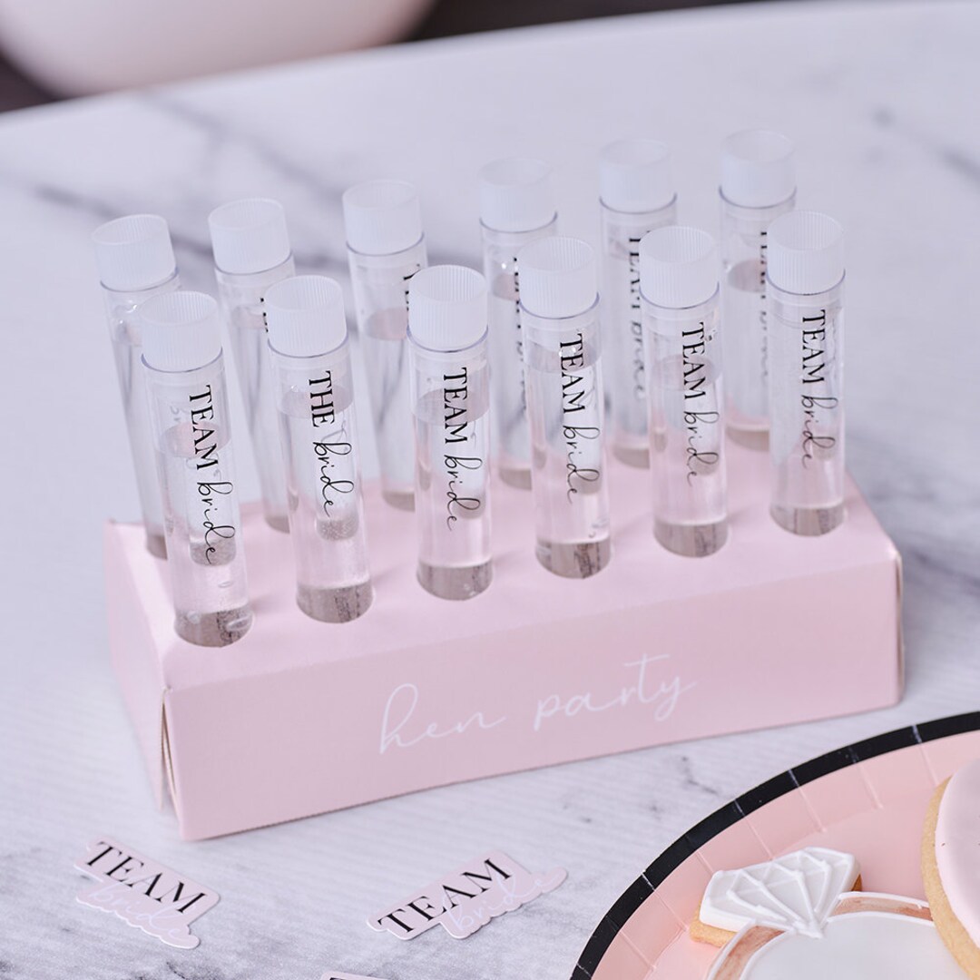 12 Hen Party Shot Glasses, Team Bride Shot Glass, Test Tube Shots ...