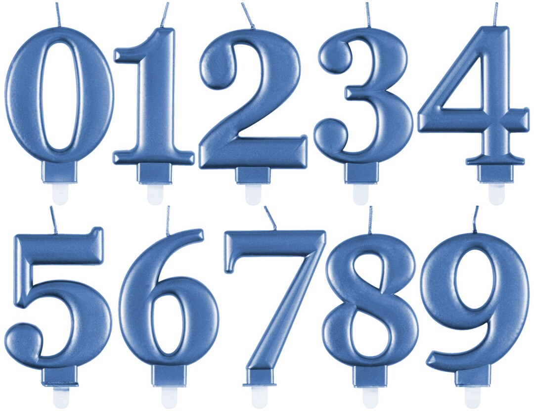 Metallic Blue Number Candles, Birthday Candles, Birthday Party Candles ...