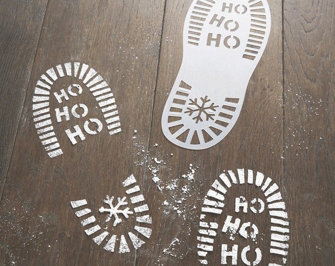 2 Santa Footprints Stencil, Santa Foot Print Stencil, Christmas Decor ...