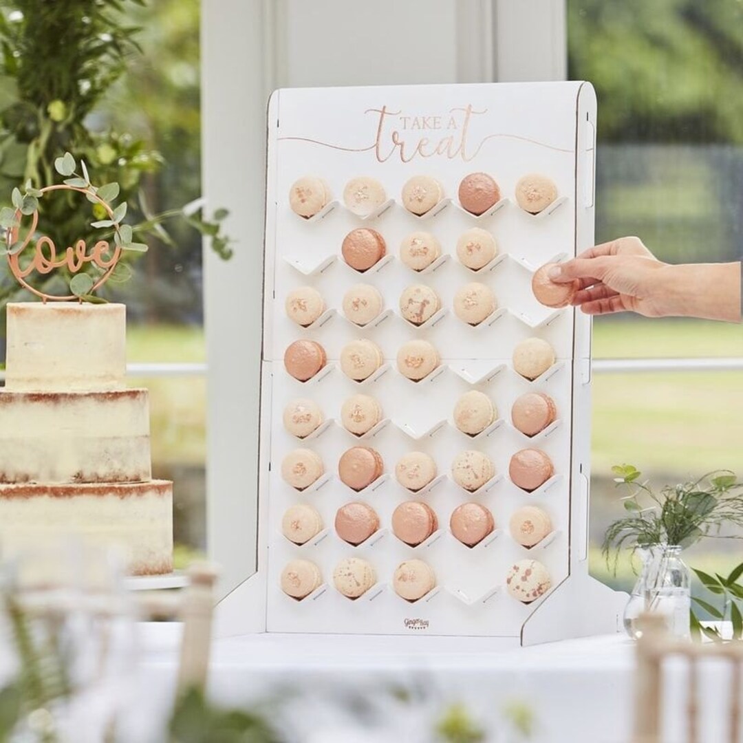 Rose Gold Macaron Stand Display, Macaron Wall, Wedding Sweet Cart ...