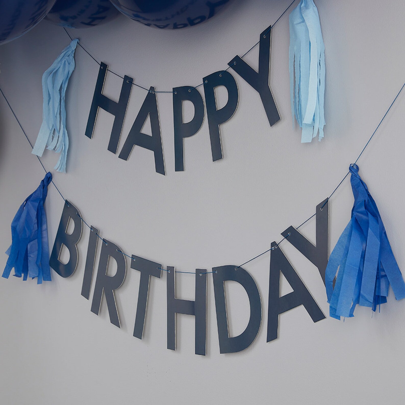 Blue Happy Birthday Banner W/ Tassels Happy Birthday Sign - Etsy