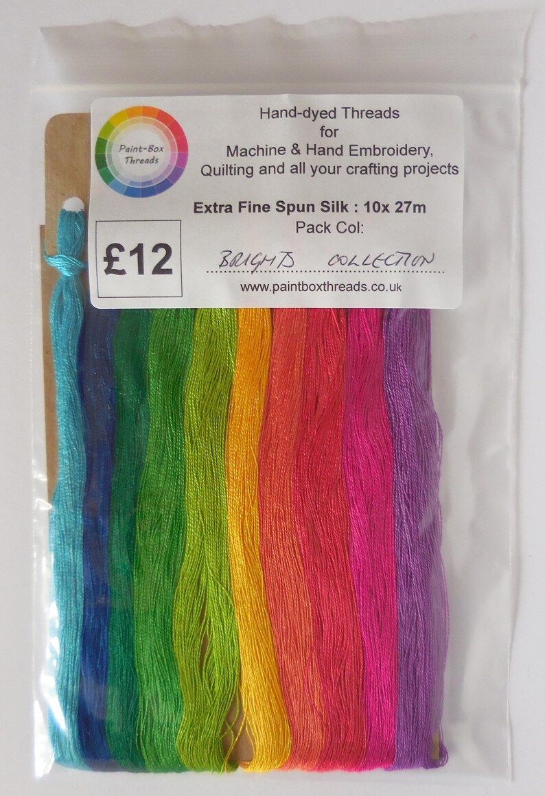 Hand Dyed Silk Embroidery Threads - Fine Weight (brights - 10 Colour ...