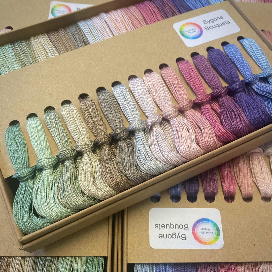 Bygone Bouquets Silk Embroidery Thread Box - Hand-dyed, Fine Weight, 15 ...