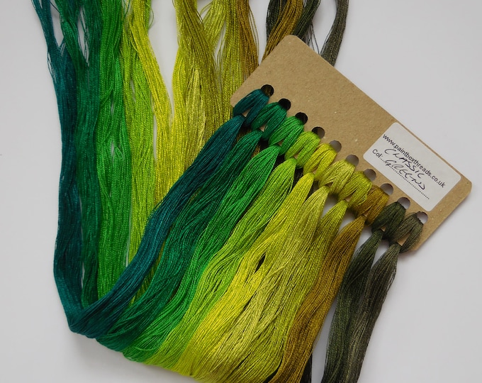 Hand Dyed Silk Embroidery Threads - Classic Green Pack (10 Colour Pack ...