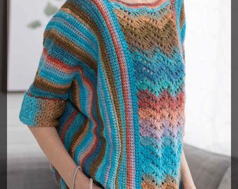 NORO Turquesa Topper Poncho Top Crochet PDF Pattern - Etsy