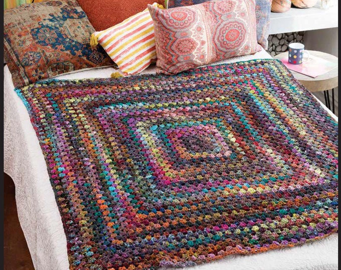 NORO Ito Big Granny Afghan Crochet Kit Includes 5 X 200g of NORO Ito 42 ...