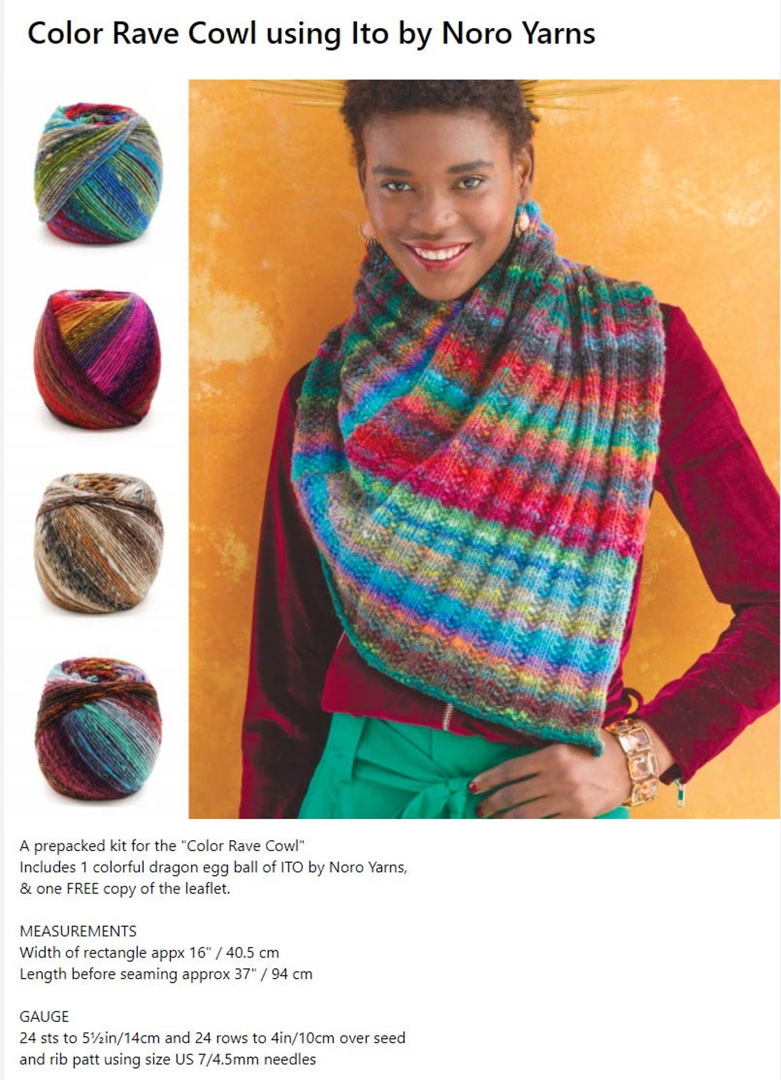 NORO Ito Color Rave Knit Kit NORO Cowl Knit Kit Includes 1 X | Etsy