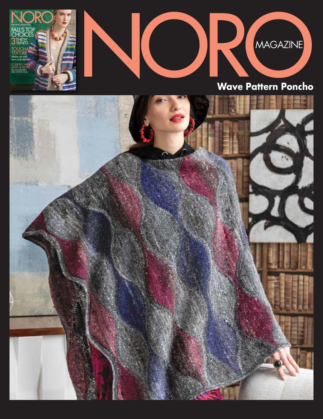 Knit Kit for Wave Pattern Poncho Featuring Noro Kiri Yarn Includes 6 X ...