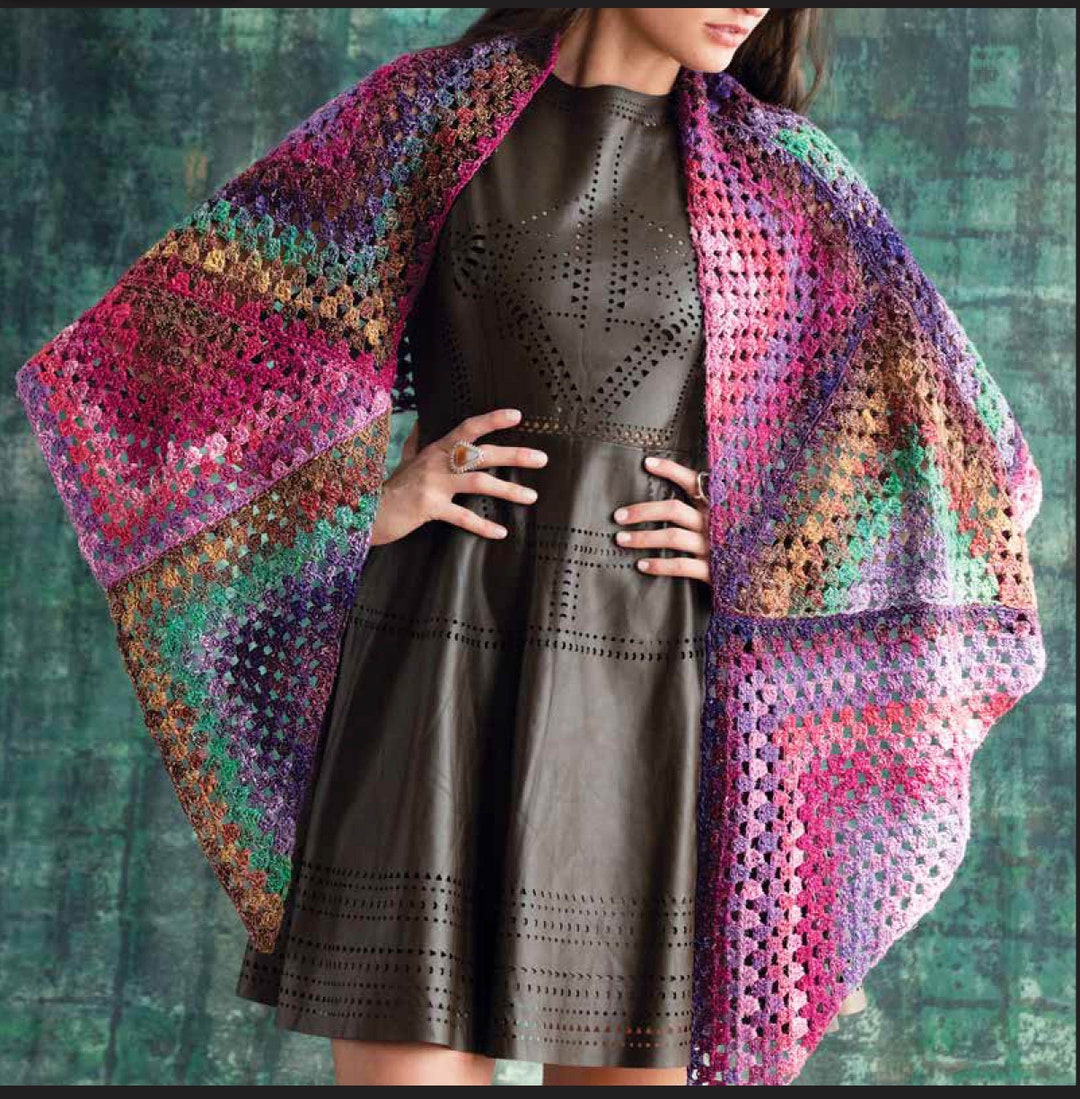 NORO Trapezoidal Shawl Crochet Kit Featuring Silk Garden Sock Includes ...