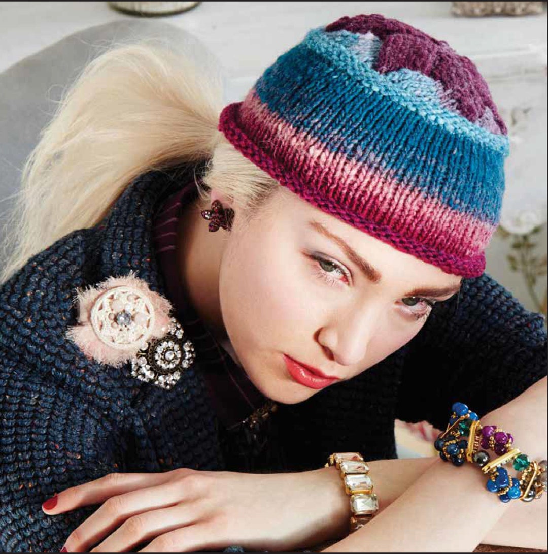 NORO Kureyon Knit Kit | Entrelac Watch Cap Knit Kit 100% Wool Noro ...