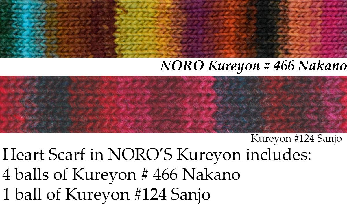 NORO Heart Scarf Knit Kit Includes 5 Magical Balls of NORO Kureyon Yarn ...