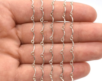 Sterling Silver Dapped Bar Chain W/ Rhodium Plated 925 Silver - Etsy