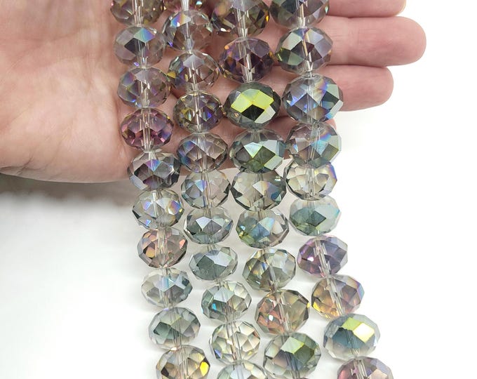 Chinese Crystal,14mm, 18mm Faceted Rondelle Beads,moss Green and Pink ...